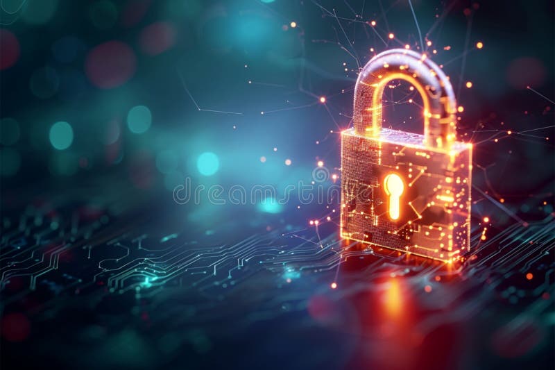 Secure Connection Padlock On A Background Representing Network Security