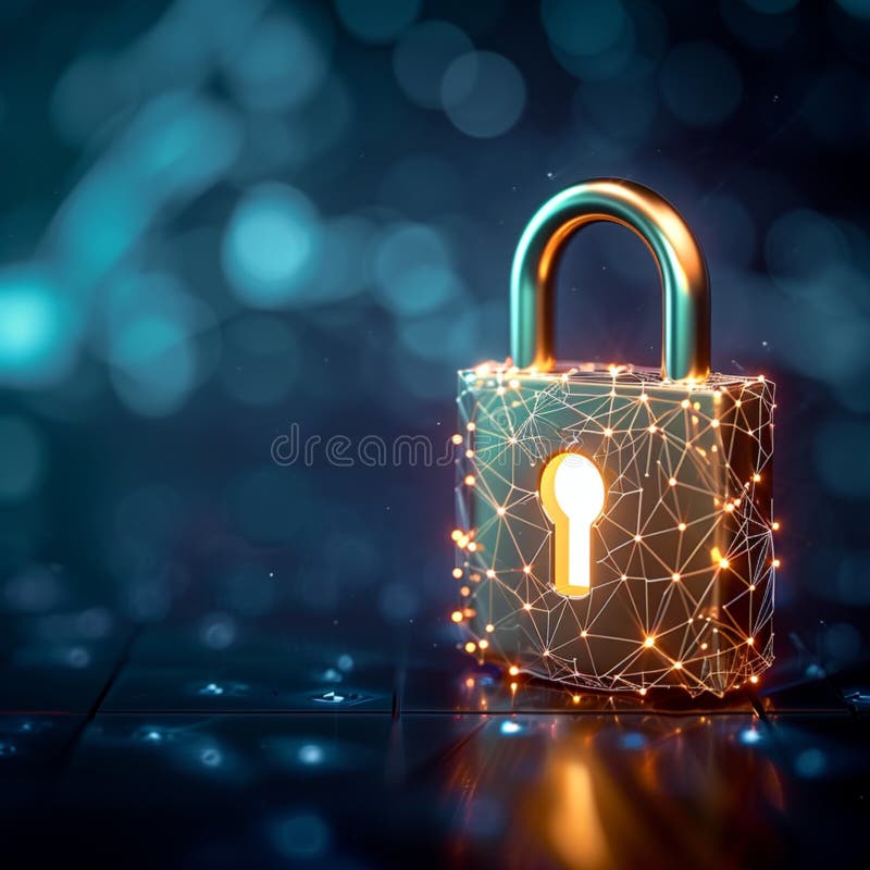 Secure Connection Padlock On A Background Representing Network Security