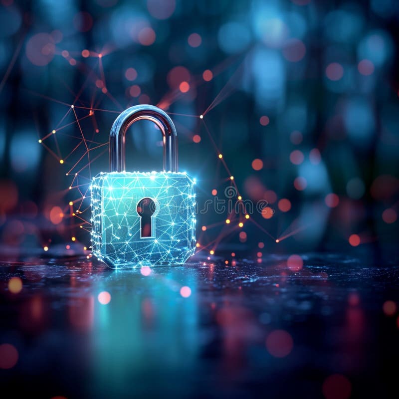Secure Connection Padlock on a Background Representing Network Security Stock Illustration ...