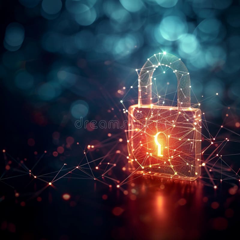Secure Connection Padlock on a Background Representing Network Security ...