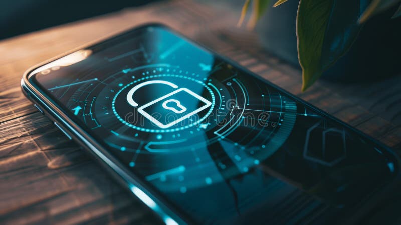 Secure Connectivity: Padlock on Mobile Screen Stock Photo - Image of ...