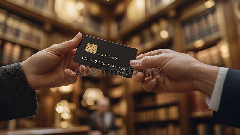 Secure Credit Card Transaction in Library Setting Stock Illustration ...