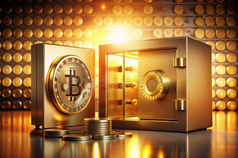 Secure Cryptocurrency Storage a Gold Safe Deposit Symbolizing Bitcoin ...