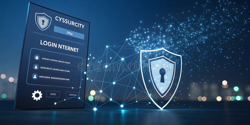 Secure Cyber Security Network with Padlock Icon, Cybersecurity and ...