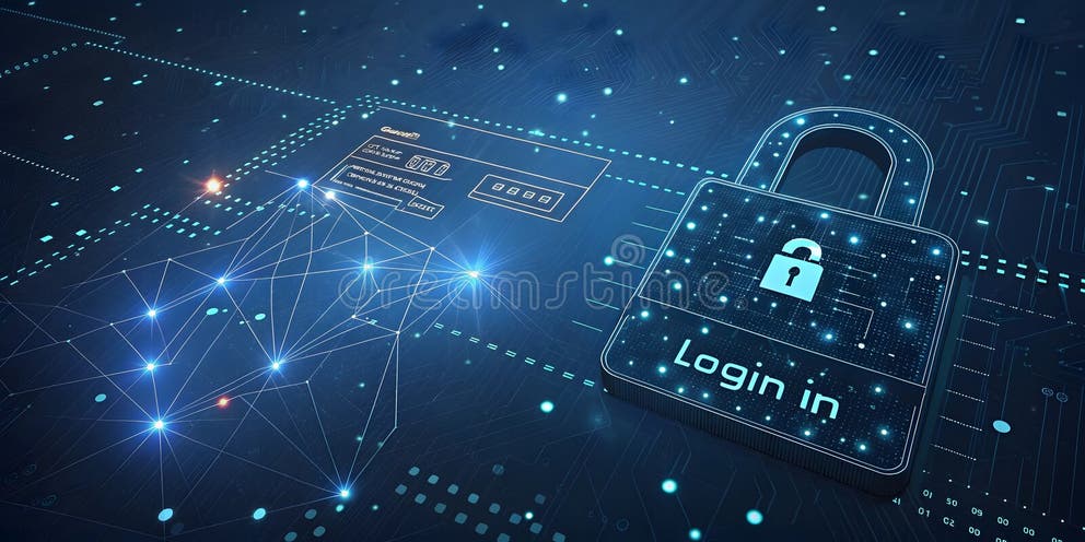 Secure Cyber Security Network with Padlock Icon, Cybersecurity and ...