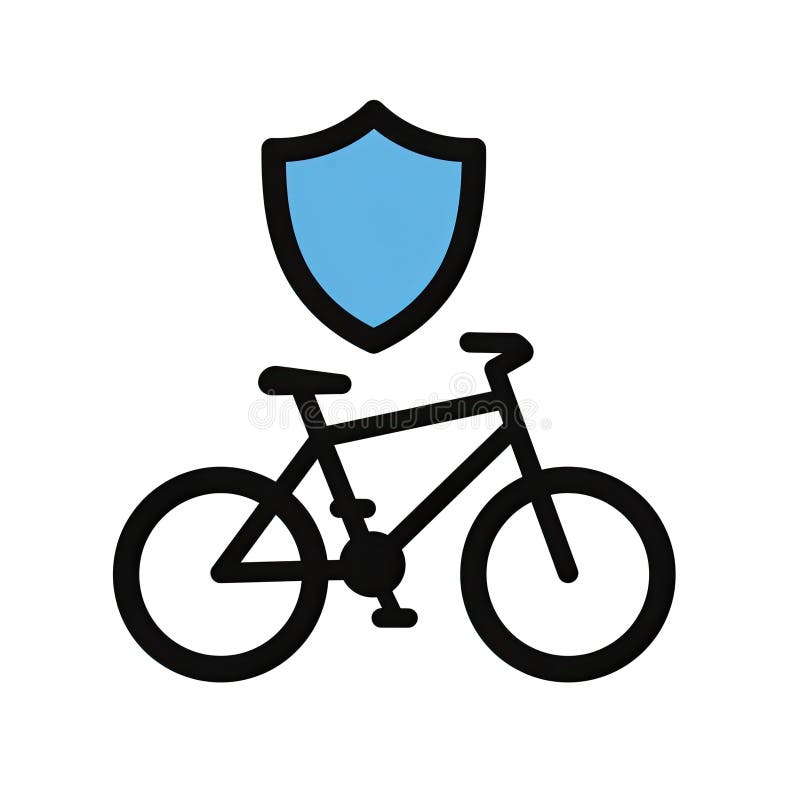 Secure Cycling Icon with Protective Shield Illustrating Rider Safety ...