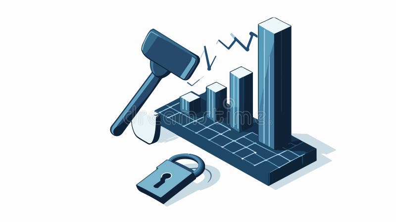 Secure Data Analysis with Pickaxe, Bar Chart, and Padlock Symbol Stock ...