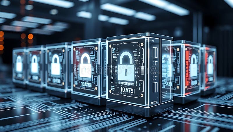 Secure Data Blocks Representing Cyber Security Stock Illustration ...