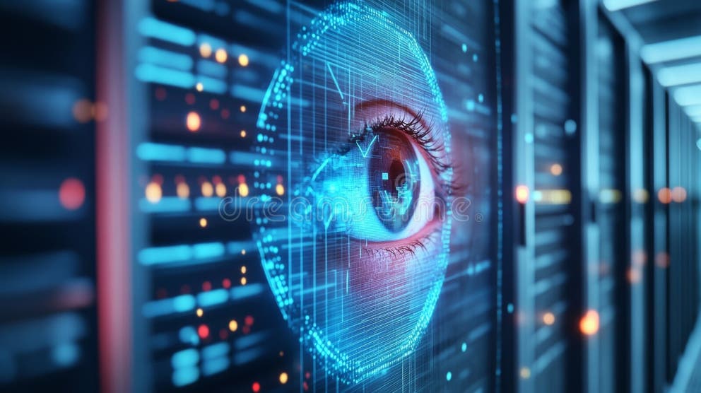 Secure Data Center Access Holographic Eye Scan Biometric Authentication System Stock ...