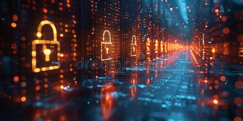 Secure Data Center Locked Servers Network Cybersecurity Stock Photos ...