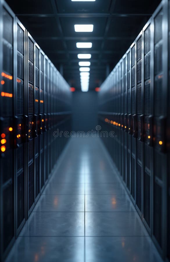 Secure Data Center Interior High-tech Server Racks. Informational Tour ...