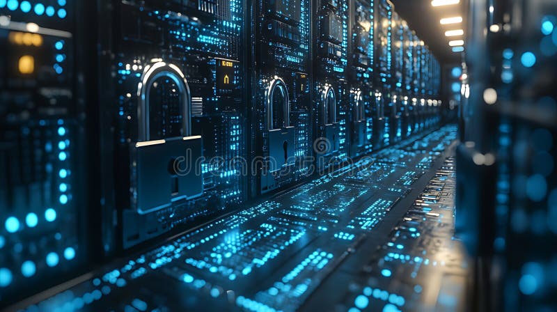 Secure Data Center Locked Servers, Network, Cybersecurity Stock ...