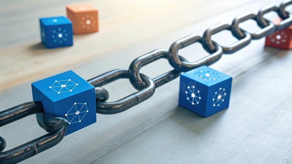 Secure Data Chain Network Blocks Technology Concept Stock Illustration - Illustration of ...