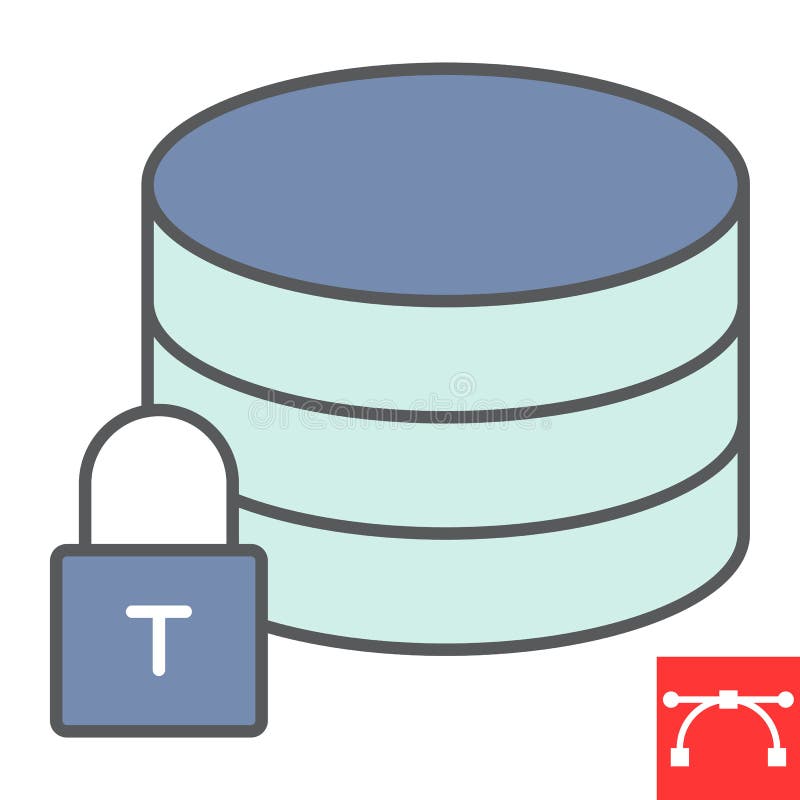 Secure Data Color Line Icon Security And Computing Database Sign Vector Graphics Editable