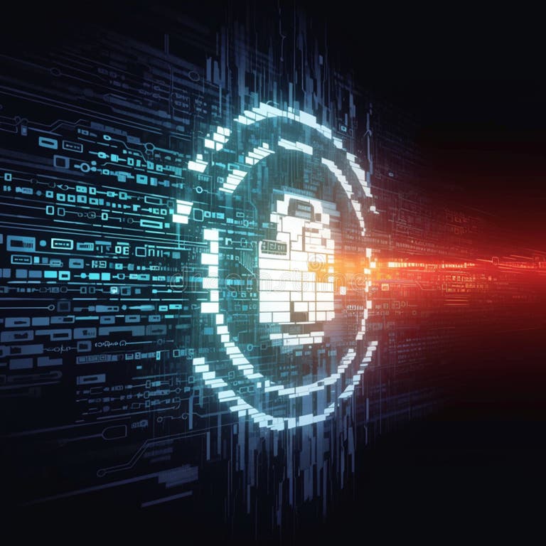 Secure Data Encryption Portrayed through Digital Binary and Computer Virus Stock Illustration ...