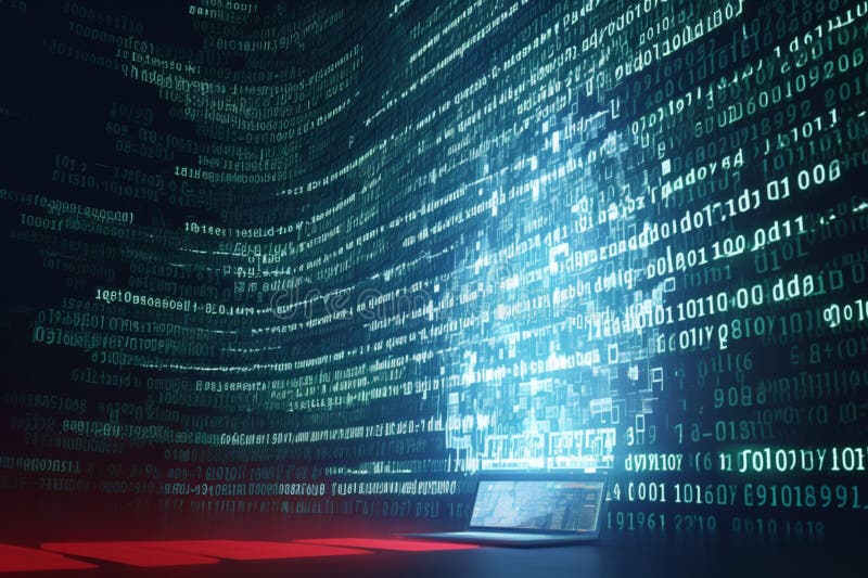 Secure Data Encryption Portrayed Through Digital Binary And Computer