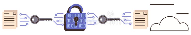 Secure Data Encryption Process with Lock, Keys, Documents, and Cloud ...
