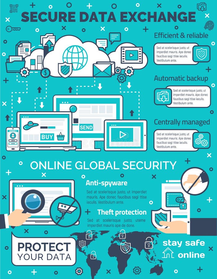 Vector Poster for Secure Data Exchange Stock Vector - Illustration of ...