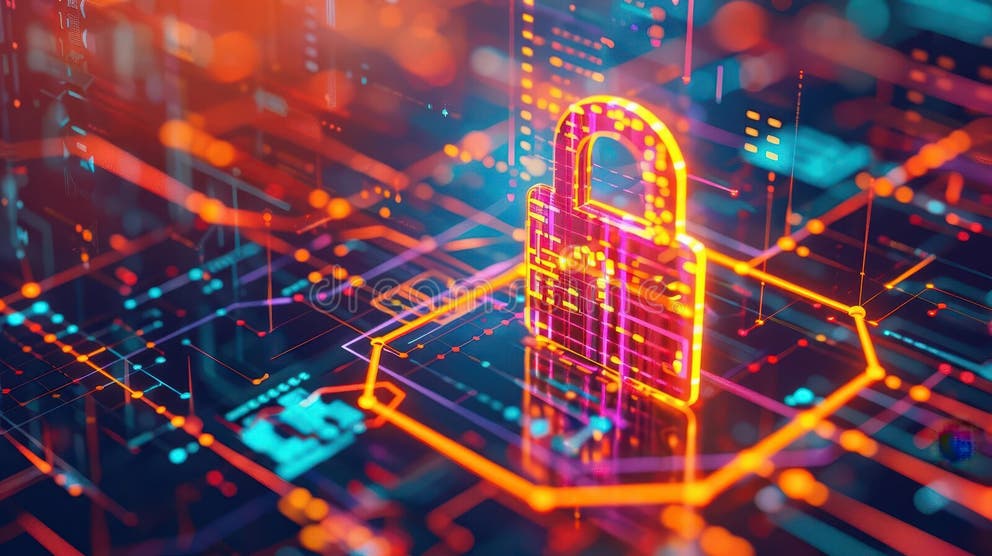 Secure Data Flow through Encrypted Channels, Cybersecurity, Digital Stock Illustration ...