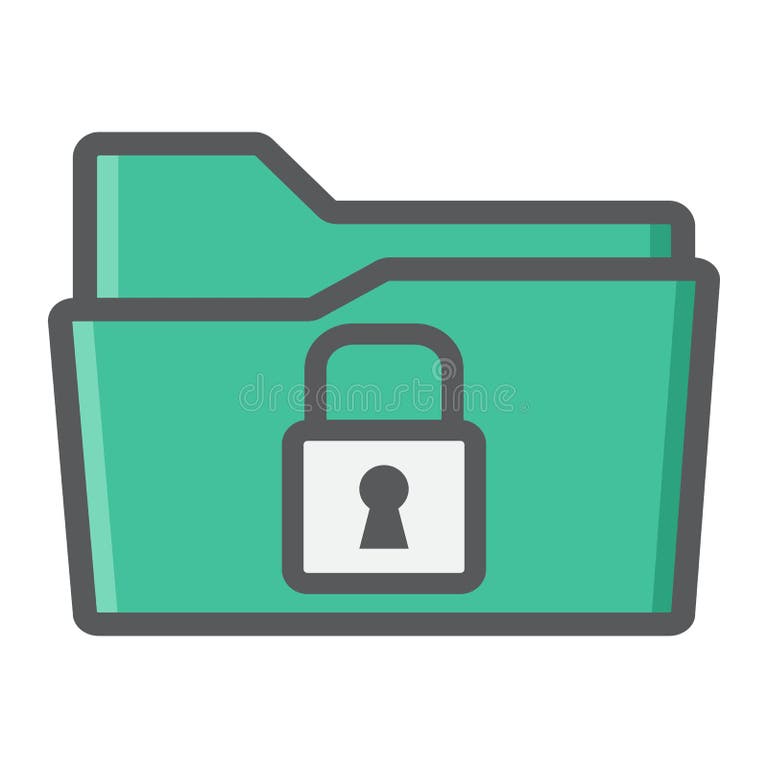 Secure Data Folder Colorful Line Icon, Security Stock Vector - Illustration of background, flat ...