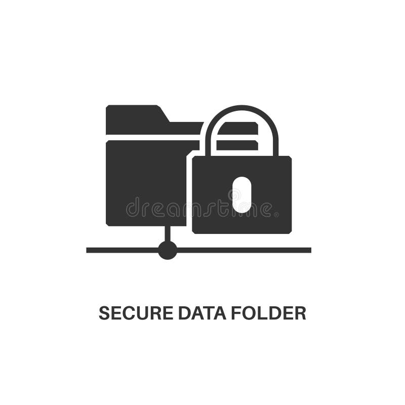 Secure data folder icon stock vector. Illustration of object - 95985432