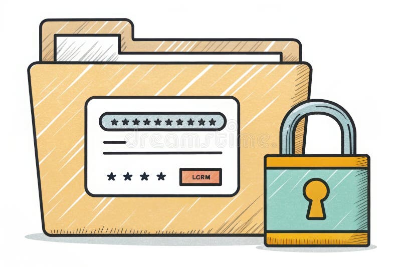 Secure Data Folder and Padlock Icon Representing Information Security and Privacy Protection ...