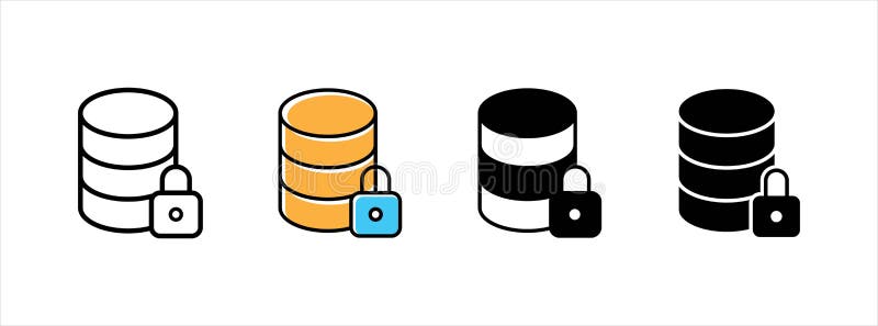 Secure Data Hard Drive Icon Set. Hard Disc Data Storage Icons Vector ...