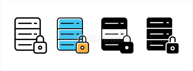 Secure Data Hard Drive Icon Set. Hard Disc Data Storage Icons Vector ...