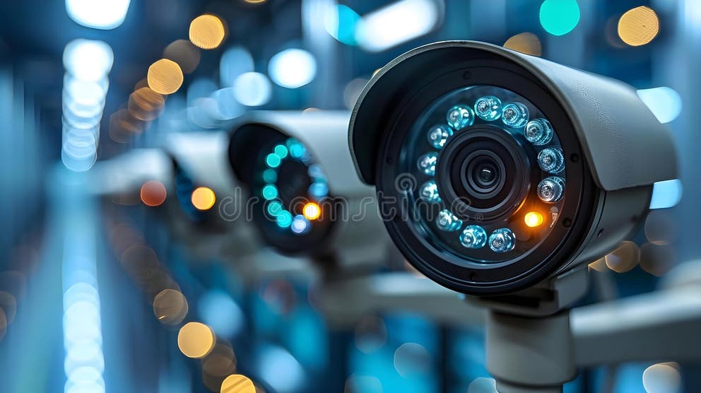 Secure Data with Modern Surveillance. Concept Security Cameras, Data ...