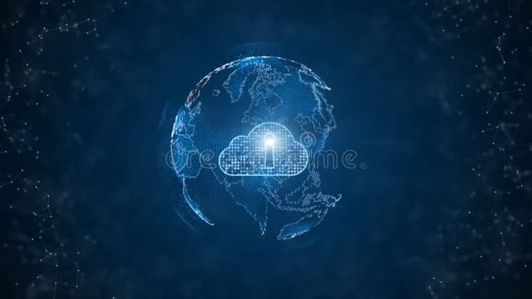 Secure Data Network Digital Cloud Computing Cyber Security Concept. Earth Element Furnished by ...