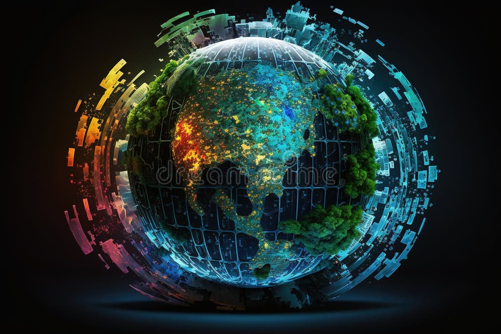 Secure Data Network Digital Cloud Computing Cyber Security Concept. Earth Element Furnished by ...