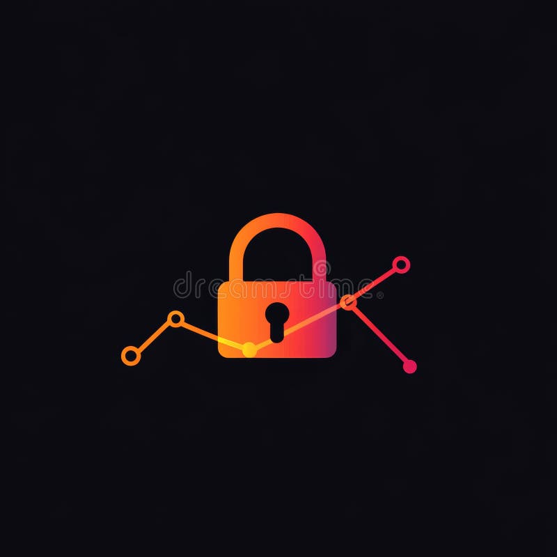 Secure Data Protection Icon Lock with Line Chart Stock Illustration ...