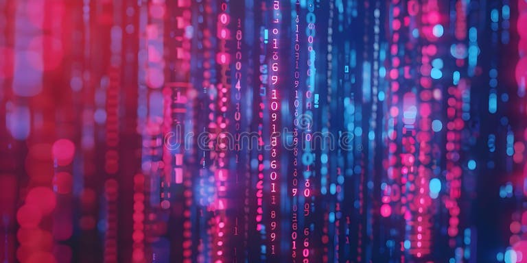 Secure Data Representation: Digital Binary Code Falling on Screen in ...