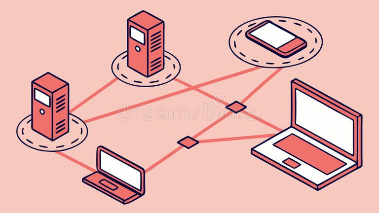 Secure Data Servers Forming a Robust Network System, Cloud Storage, Vector Design Generative AI ...