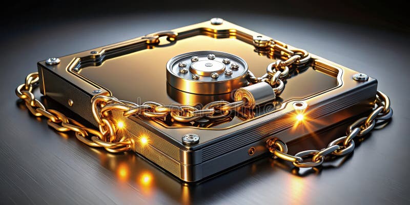 Secure Data Storage Concept a Luxurious Hard Drive Secured with a ...