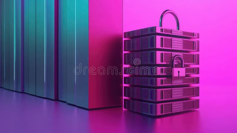 Secure Data Storage with Stack of Locked Servers Stock Illustration ...