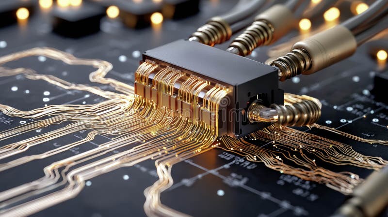 Secure Data Transfer System that Displays Glowing Data Streams Generative AI Illustration Stock ...