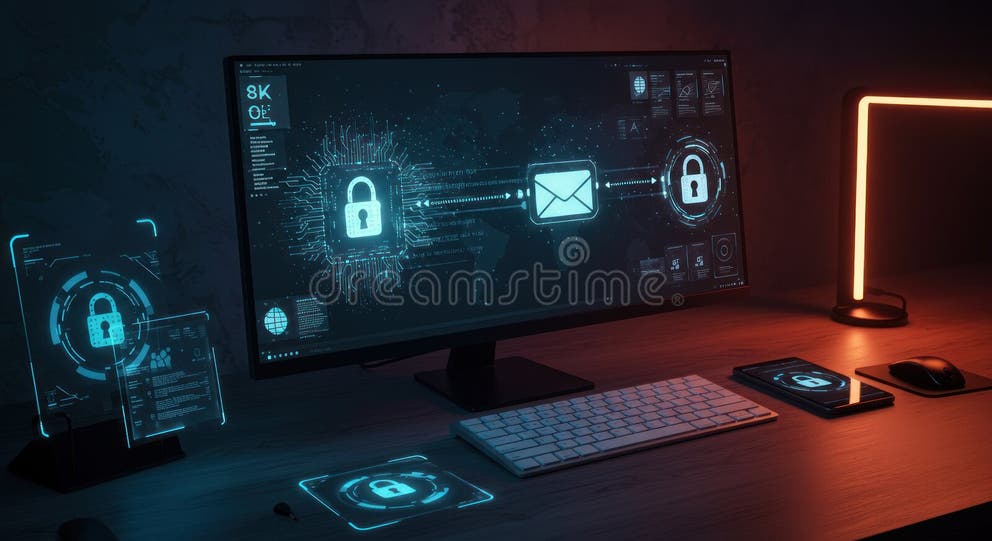 Secure Data Transmission Network Cybersecurity System Stock Image ...