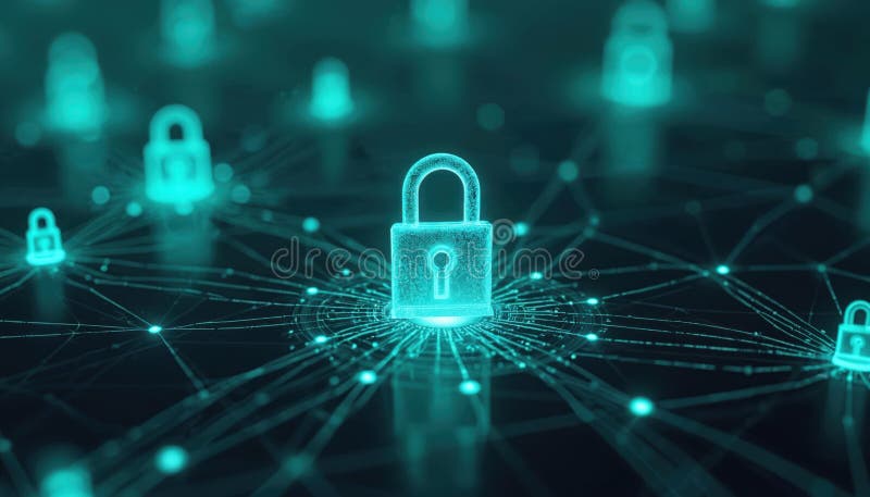 Secure Data Transmission Shown through Glowing Network Connections ...