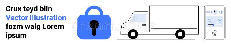 Secure Delivery System with Digital Tracking Lock Vector Illustration ...