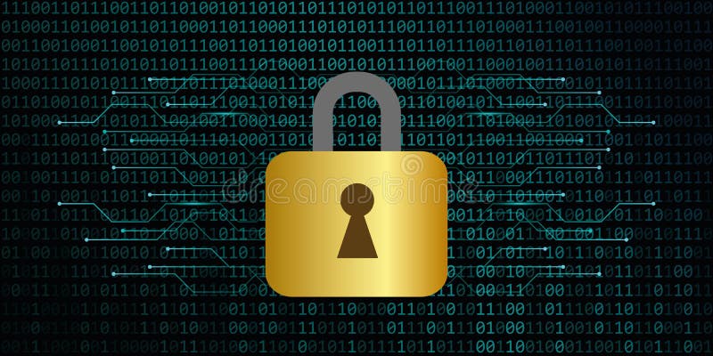 Secure Digital Data Connection With Lock Binary Code Background Stock Vector Illustration Of