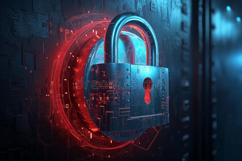 Secure Digital Environment 3D Padlock Symbolizes Cyber Security Concept ...