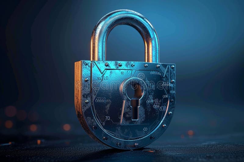 Secure Digital Environment 3D Padlock Symbolizes Cyber Security Concept ...