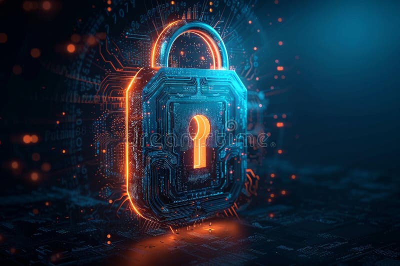 Secure Digital Environment 3D Padlock Symbolizes Cyber Security Concept ...