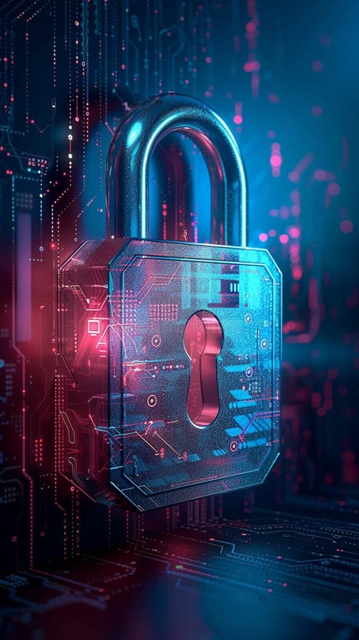 Secure Digital Environment 3D Padlock Symbolizes Cyber Security Concept ...