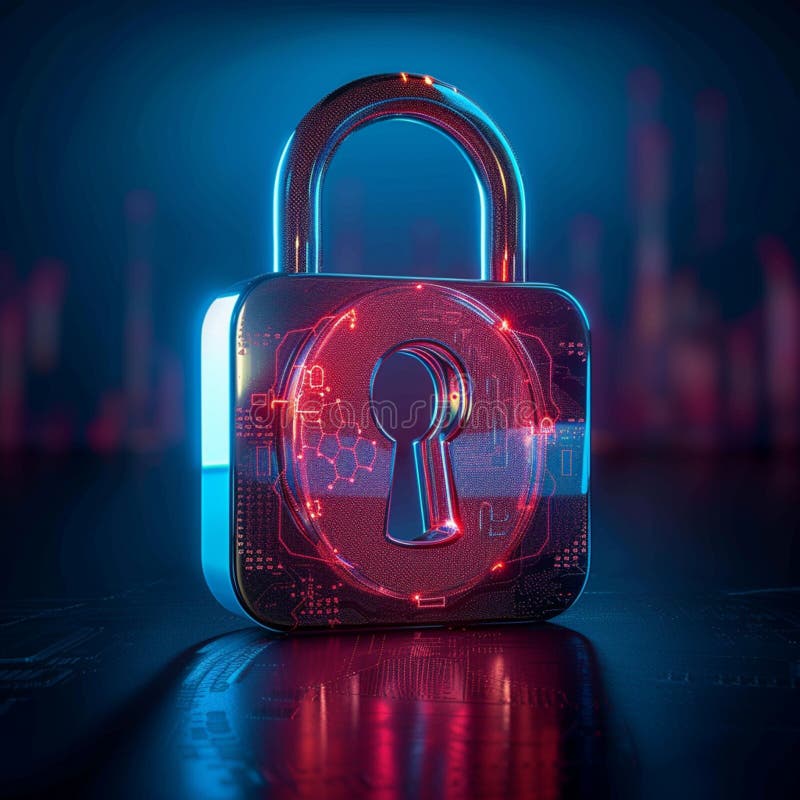 Secure Digital Environment 3D Padlock Symbolizes Cyber Security Concept ...
