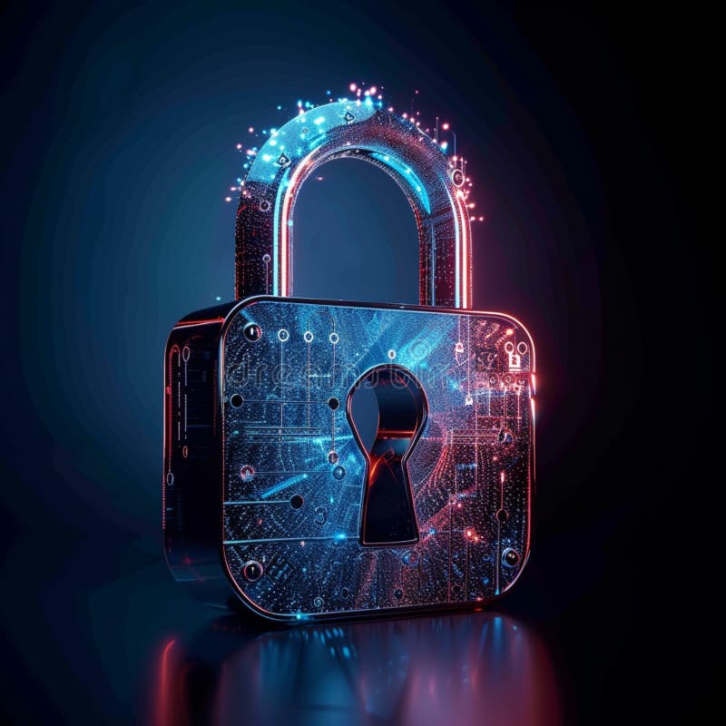 Secure Digital Environment 3D Padlock Symbolizes Cyber Security Concept ...