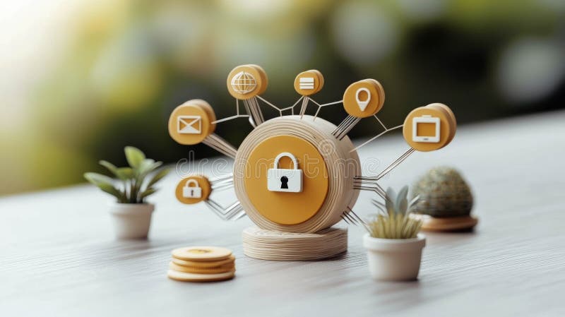 Secure Digital Hub with Connected Icons for Email Generative AI ...