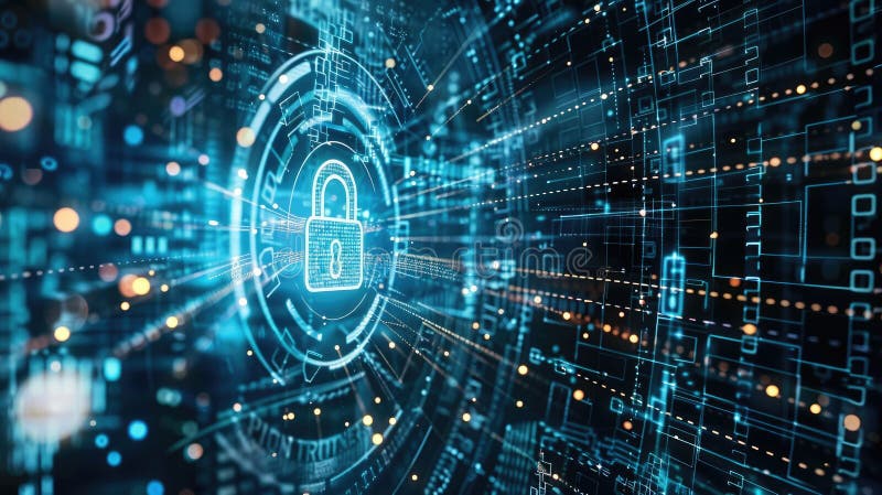Secure Digital Interface with Padlock Surrounded by Binary Code ... Secure Digital Interface with Padlock Surrounded by Binary Code ...
