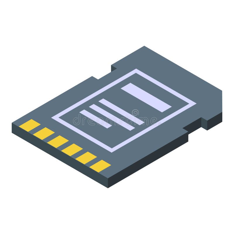 Secure Digital Memory Card Lying in Isometric View Stock Illustration ...